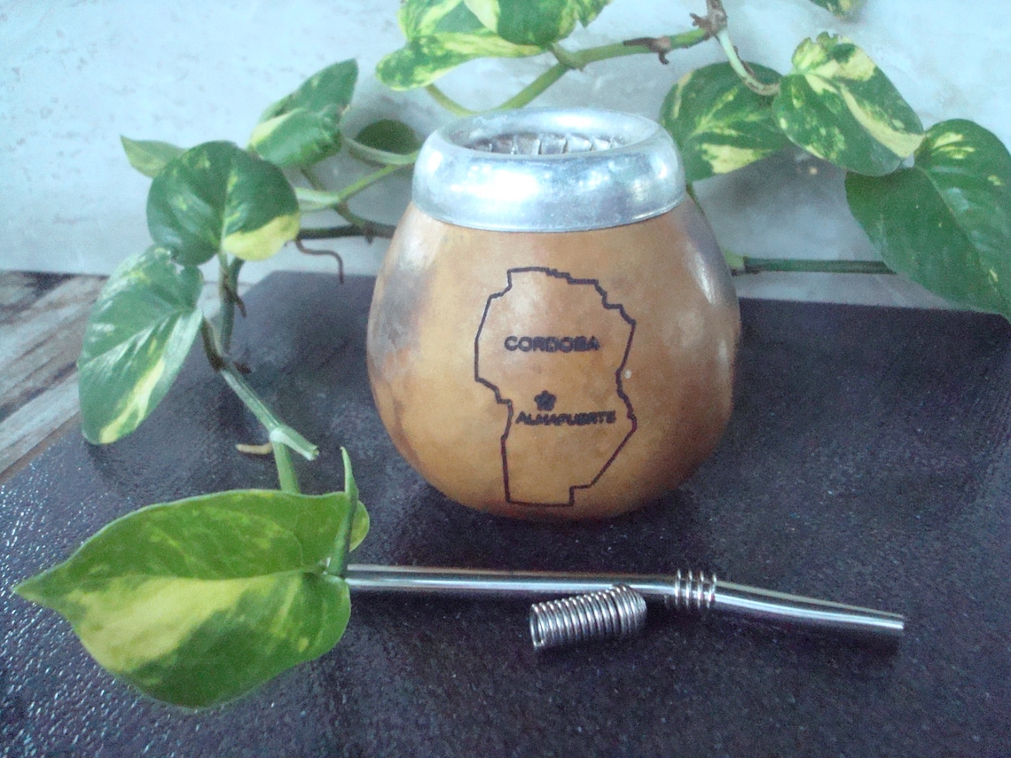 Mate Argentina Mate Paja Mapa de Grabado CORDOBA Ciudad - Etsy México