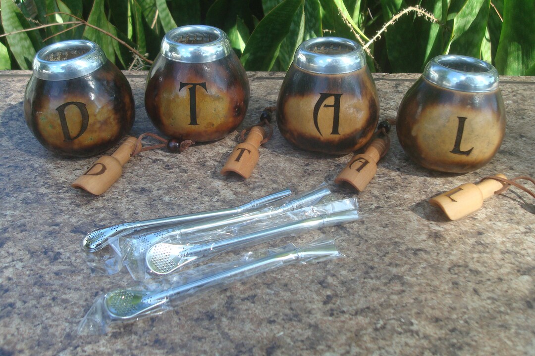Personalized Gift Yerba Mate Gourd Set original Natural Handmade Yerba ...