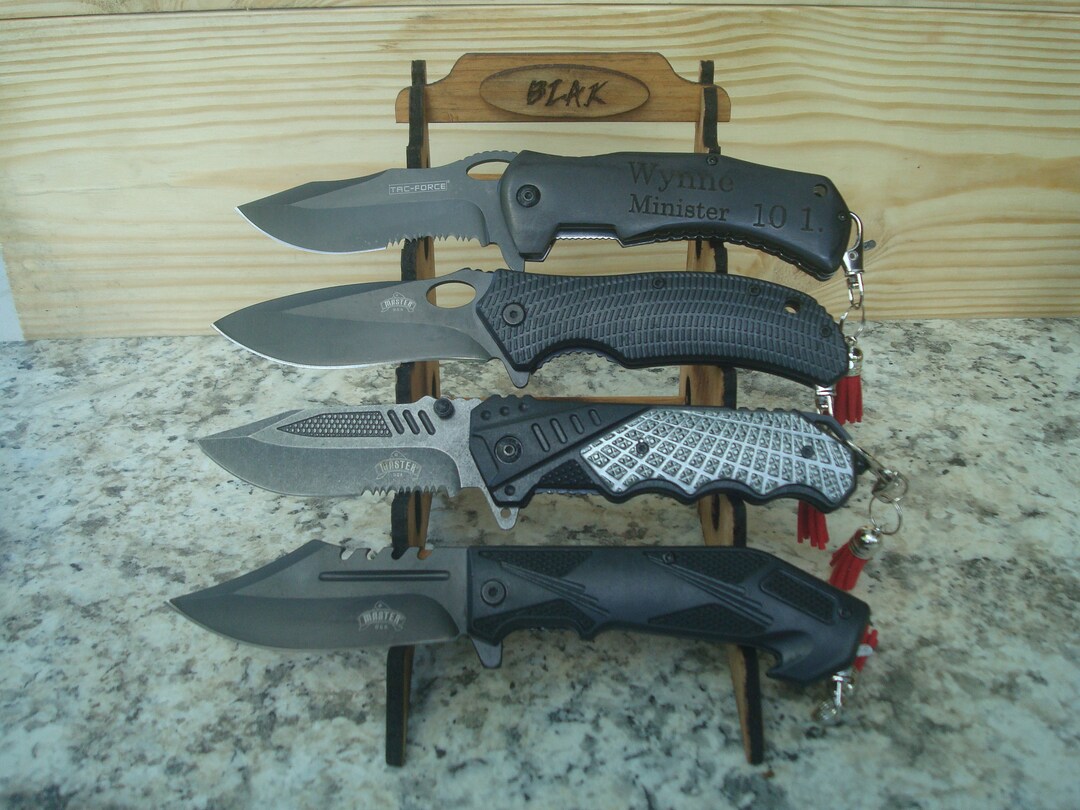 Personalized Knife Display Stand 4 Knives, Handmade Gift, Smoky Color ...