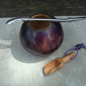 Mate Gourd Purple Mate Calabaza Straw Bonus Spoon for Yerba Mate and ...