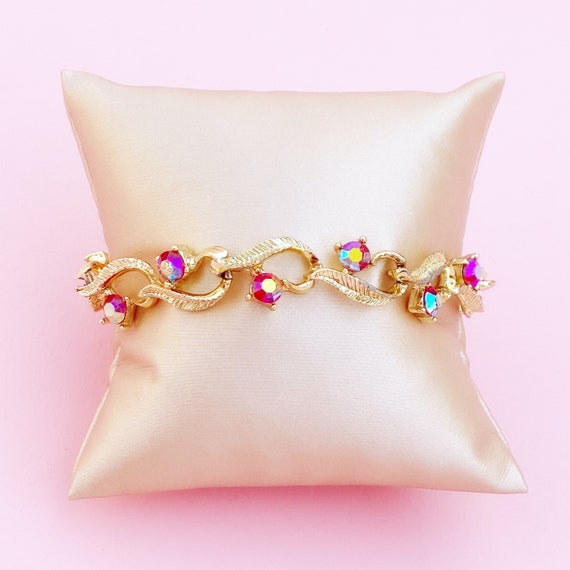 Vintage Golden Leaves and Ruby Red Aurora Borealis Cr… - Gem