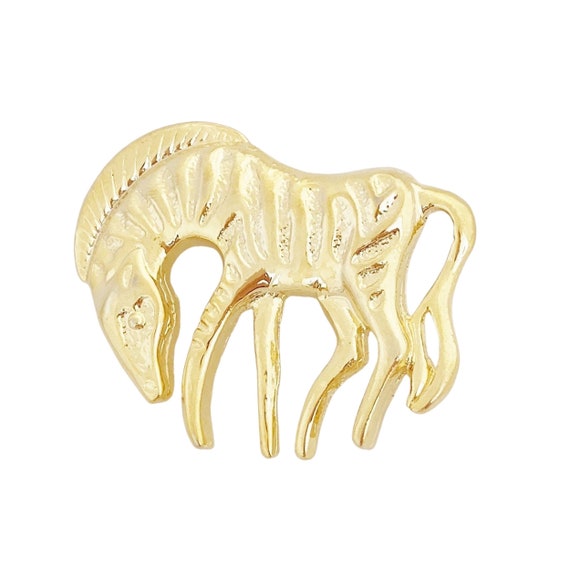 Gold Zebra Figural Brooch, 1980s - Gem