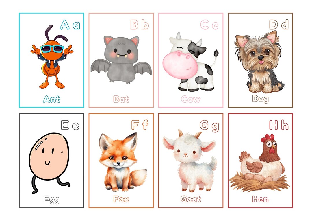 Alphabet Flashcards: A-Z Printable Phonics Learning Cards (digital ...