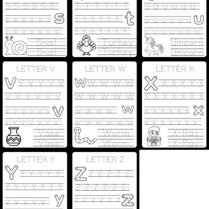Alphabet Tracing Worksheet Bundle A-Z: Minimalist Printable for Kids ...