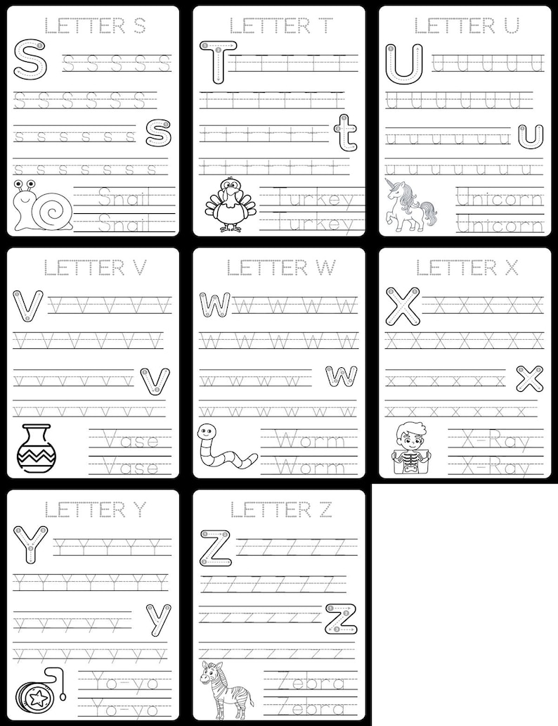 Alphabet Tracing Worksheet Bundle A-Z: Minimalist Printable for Kids ...