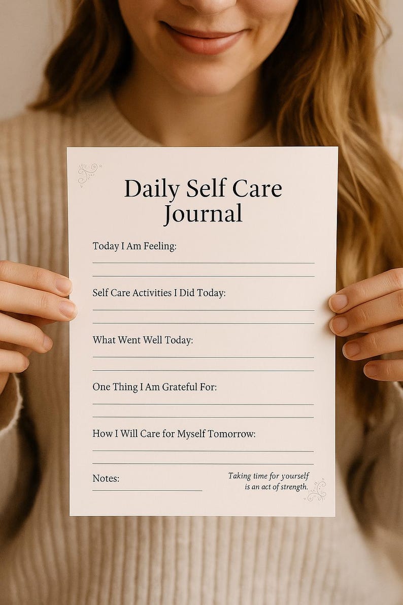 Self Care Journal Printable • Daily Reflection PDF • Mental Health ...