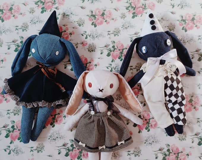 Bunny Rabbit Plush With Dress and Hat, Wizard Bunny, Stuffed Animal ...