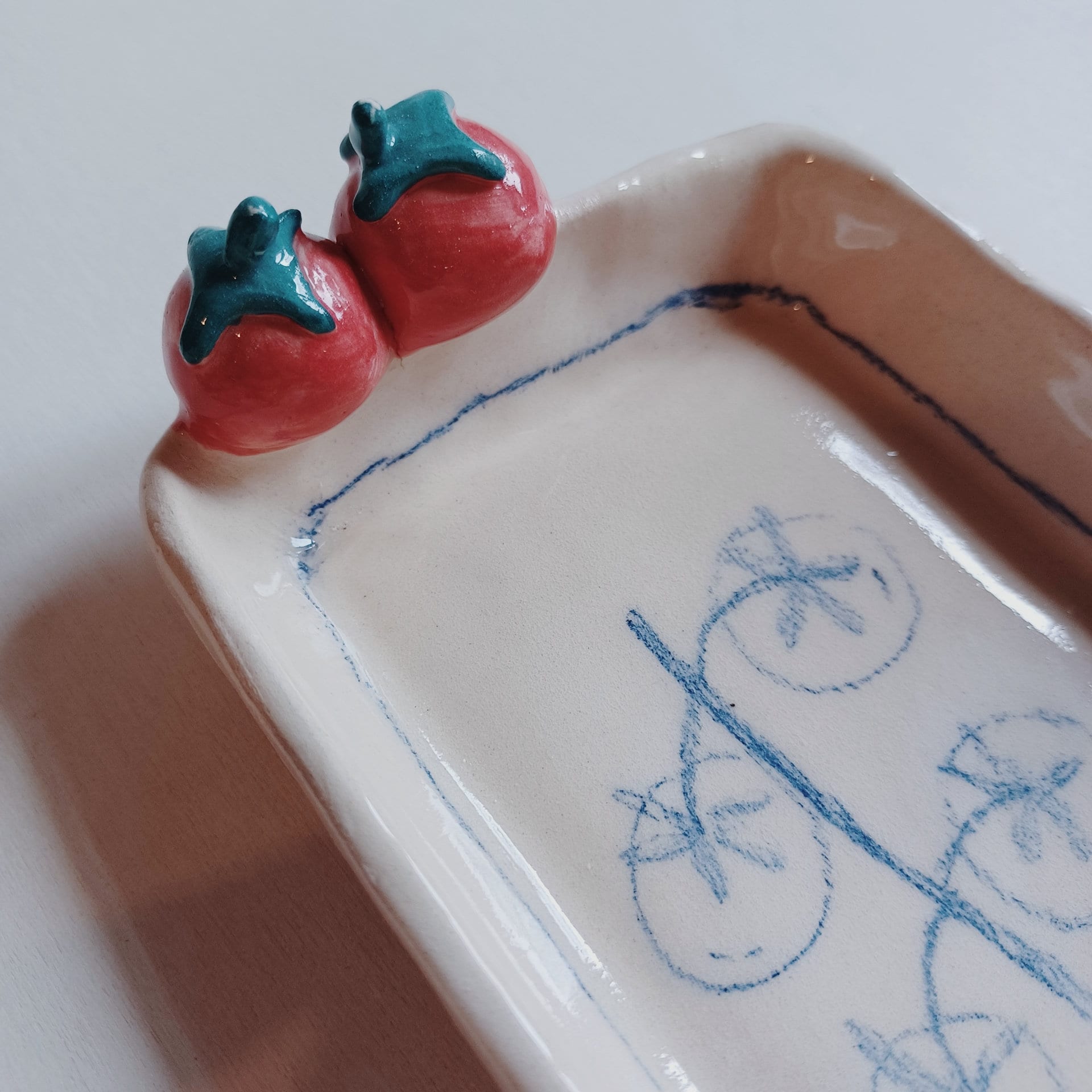 Ceramic Plate With Tomatoes Motiff, Handmade Plate, Ceramic Tray ...