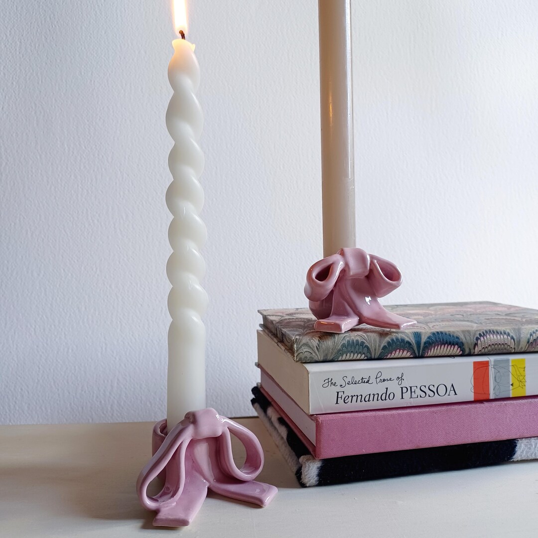 Handmade Ceramic Bow Candle Holder: Coquette Home Decor - Etsy