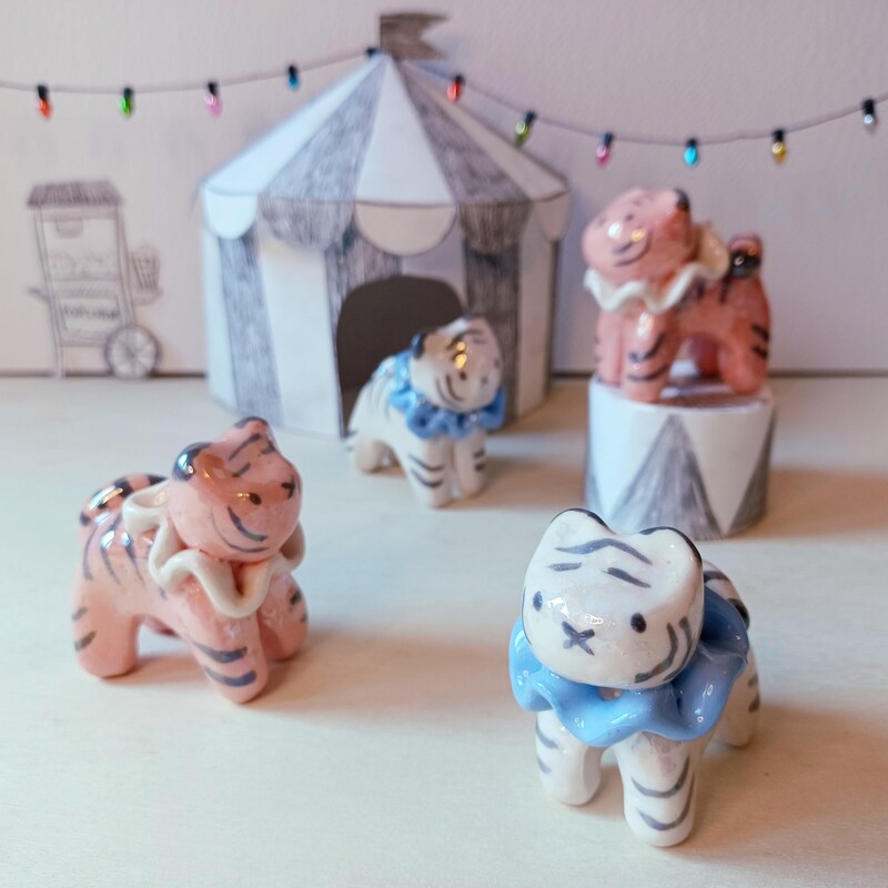 Porcelain Tiger Figurine - Etsy