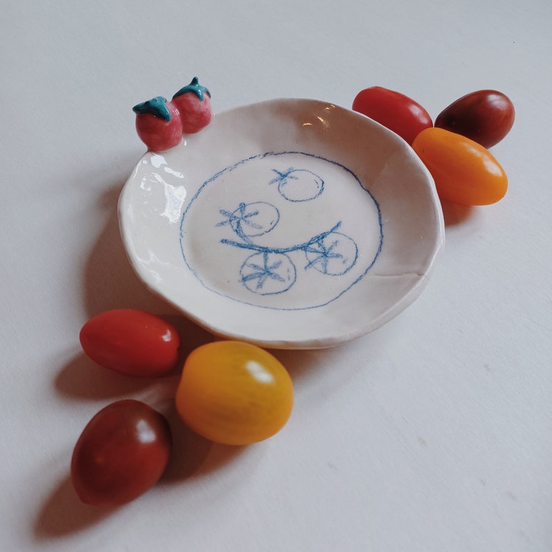 Ceramic Plate With Tomatoes Motiff, Handmade Plate, Ceramic Tray ...