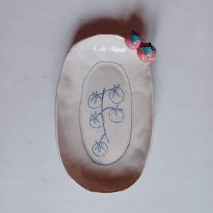 Ceramic Plate With Tomatoes Motiff, Handmade Plate, Ceramic Tray ...