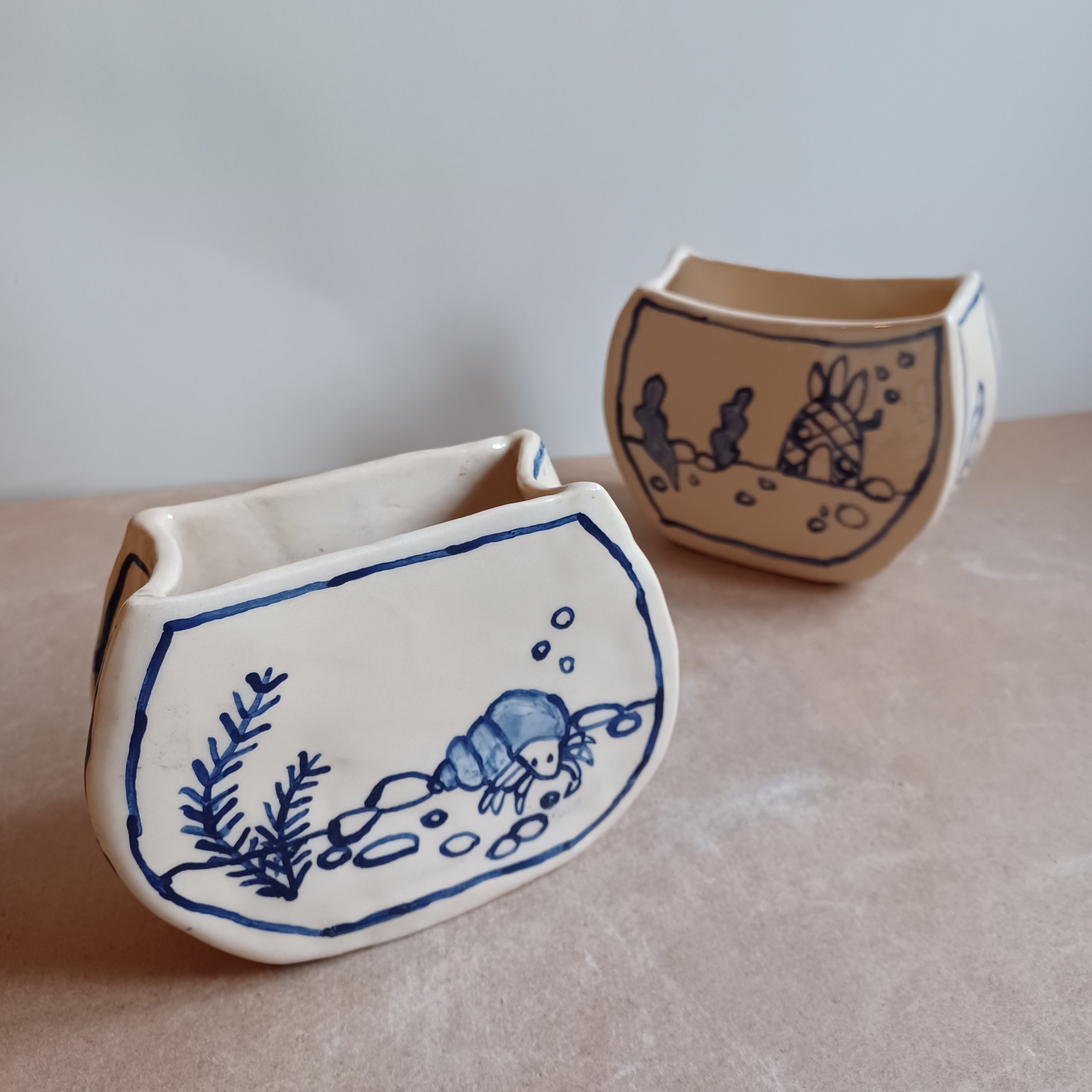 Ceramic Fish Bowl Flower Vase, Hermit Crab Bowl, Home Decor, Handmade ...
