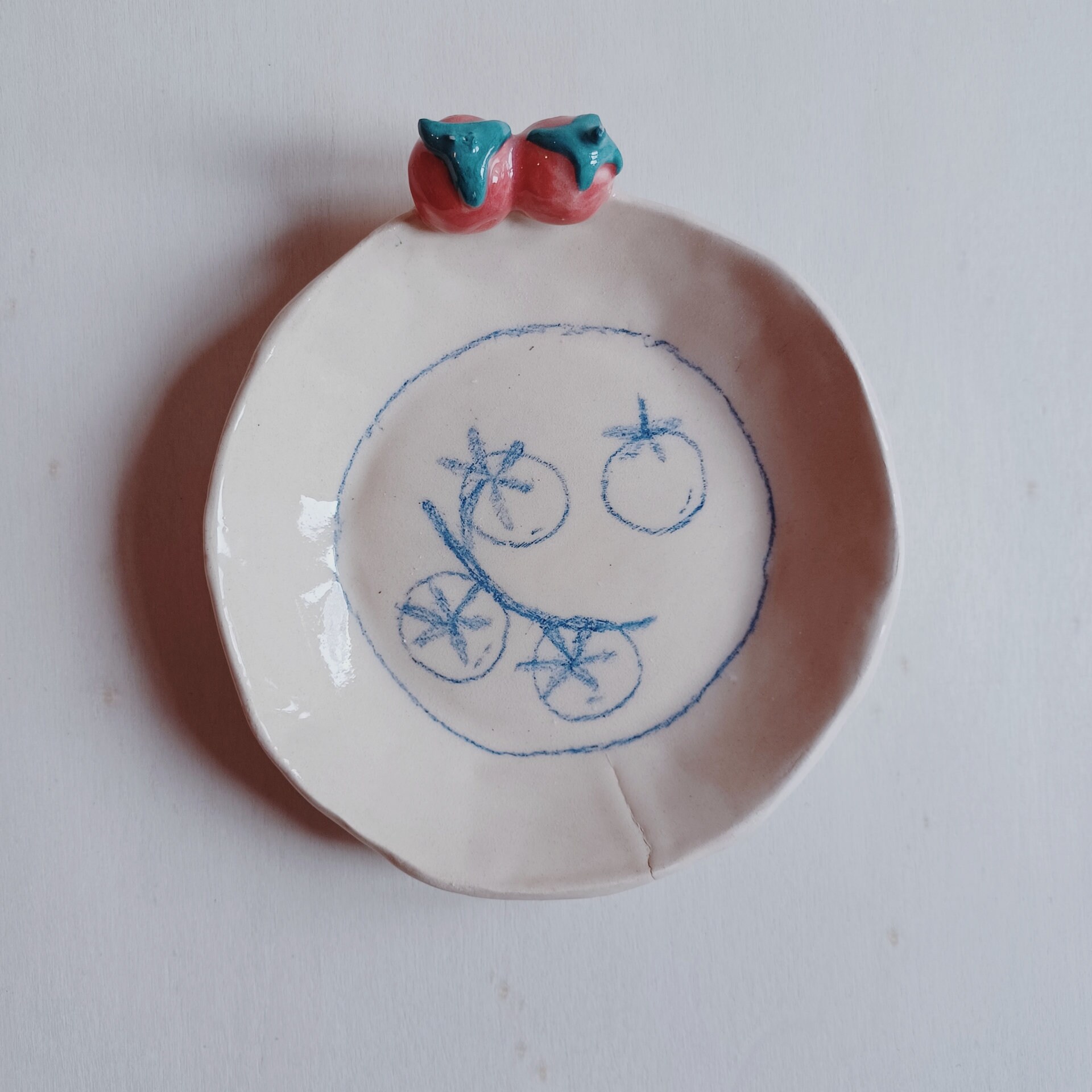 Ceramic Plate With Tomatoes Motiff, Handmade Plate, Ceramic Tray ...
