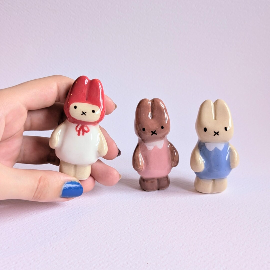 Handmade Ceramic Rabbit Figurine: Miniature Bunny Desk Decor - Etsy
