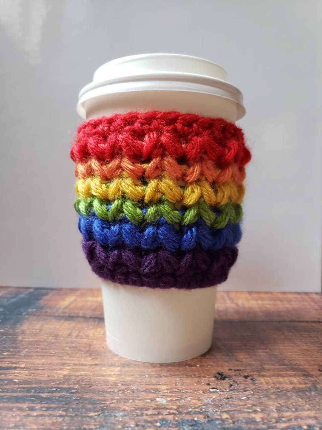 LGBTQ Rainbow Pride Crochet Coffee Cup Cozy Sleeve - Ecofriendly ...