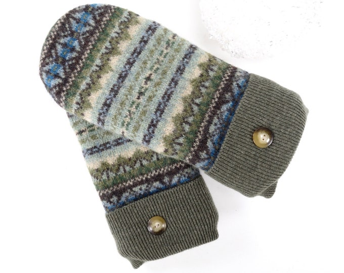 Upcycled SUEDE Palm Womens' Wool Sweater Mittens Felted Warm Lined Wool ...