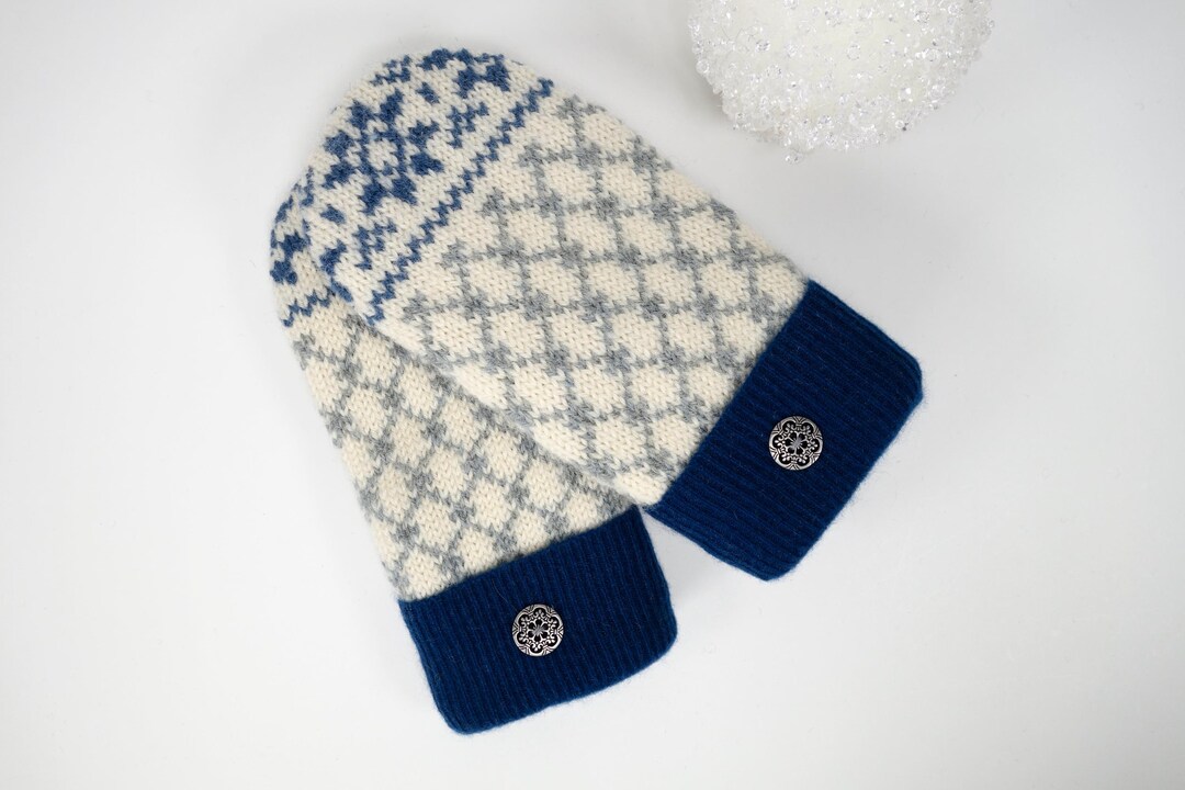 Suede Palm Wool Nordic Mittens- Upcycled Dale of Norway, Polartec ...