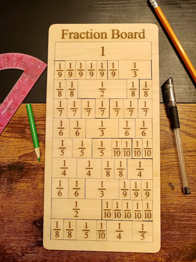 Montessori Fraction Board With 55 Tiles Educational Math Tool for ...