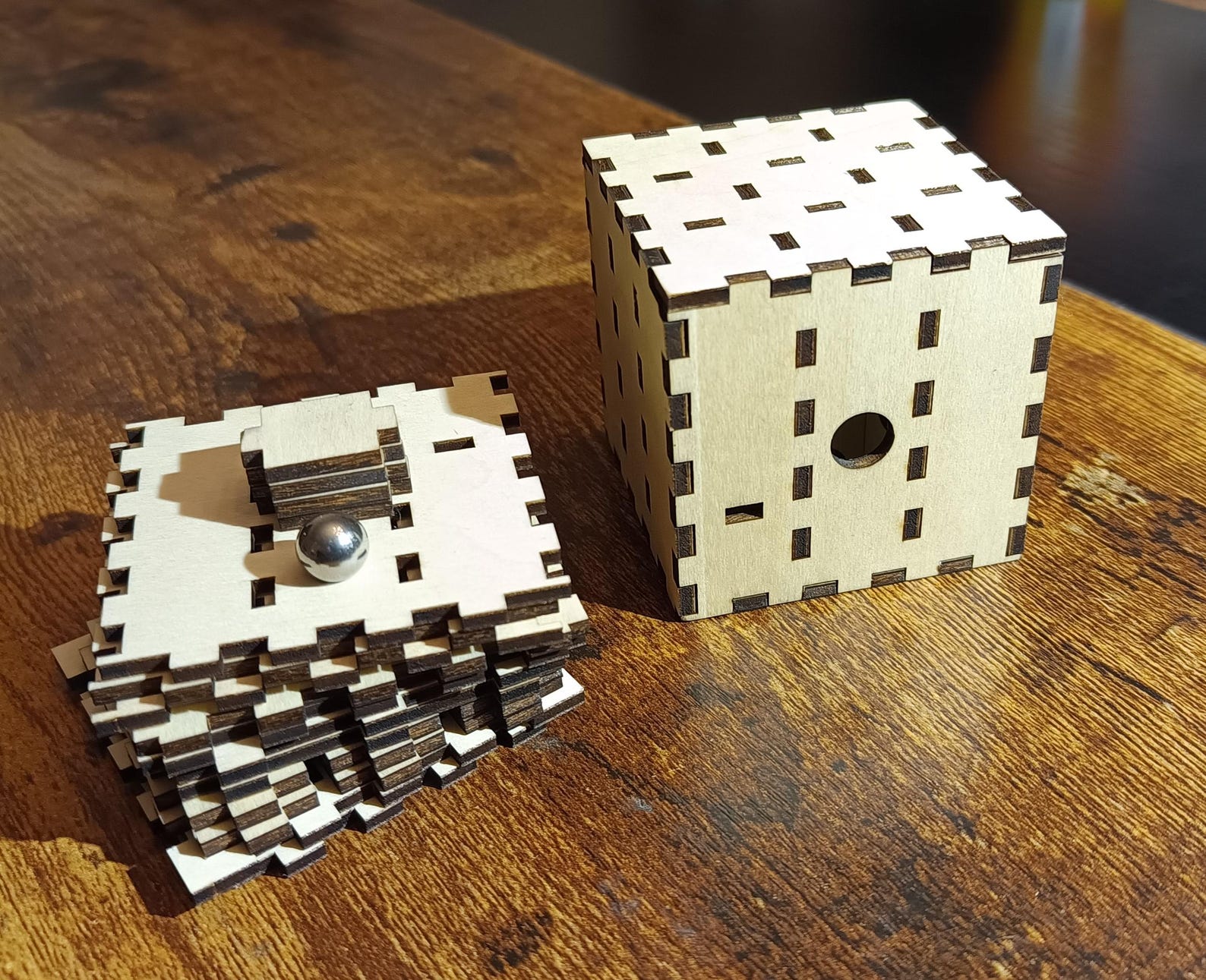 Wooden Maze Puzzle Box - DIY 3D Puzzle Cube, Challenging Brain Teaser ...