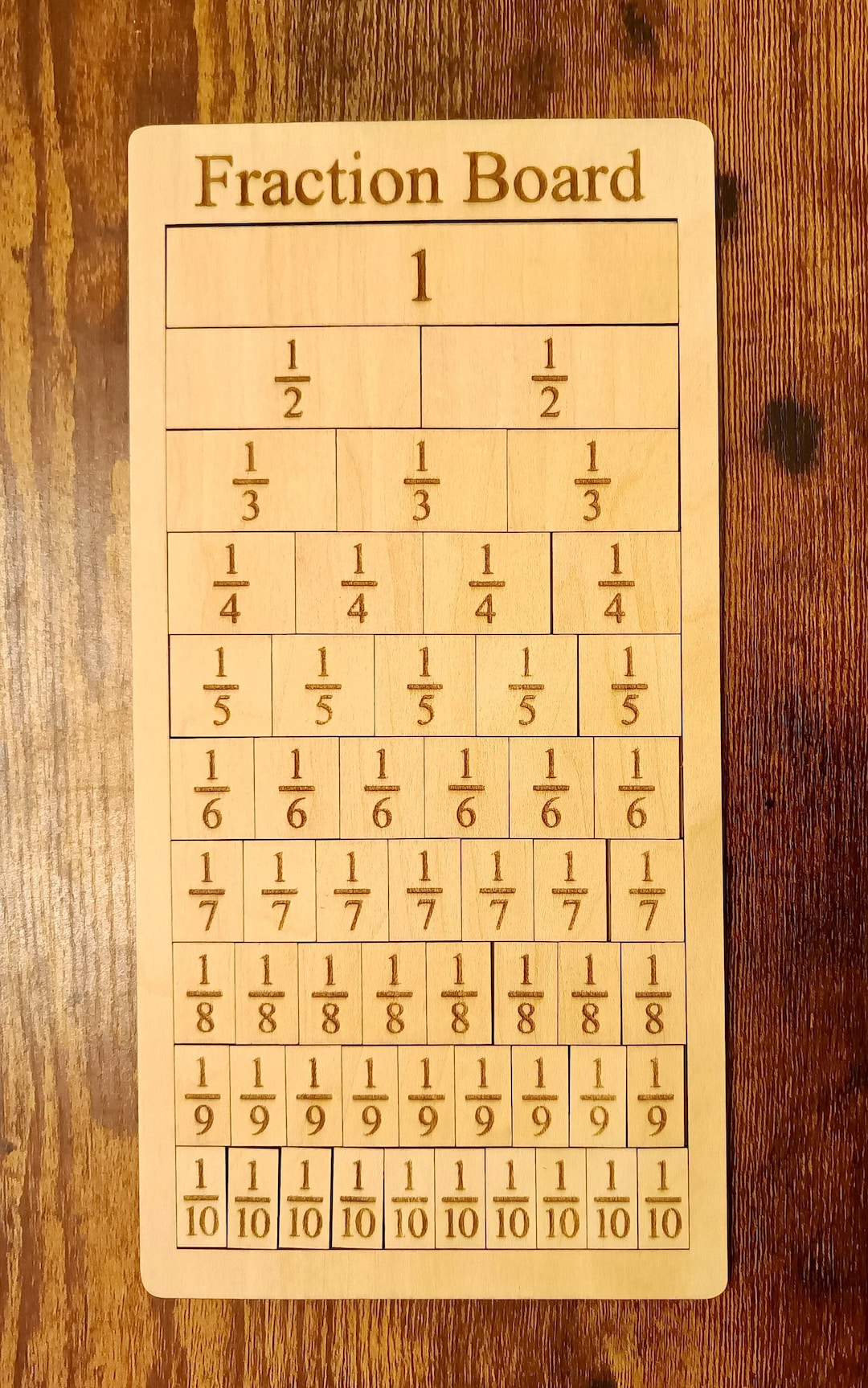 Montessori Fraction Board With 55 Tiles - Educational Math Tool for ...