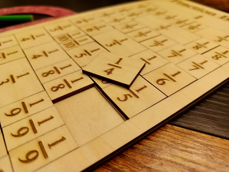 Montessori Fraction Board With 55 Tiles - Educational Math Tool for ...