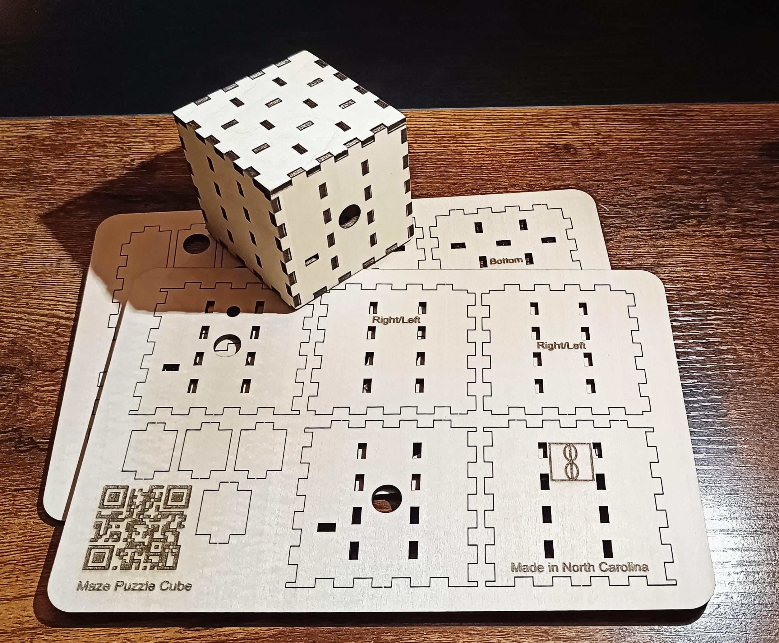 Wooden Maze Puzzle Box - DIY 3D Puzzle Cube, Challenging Brain Teaser ...