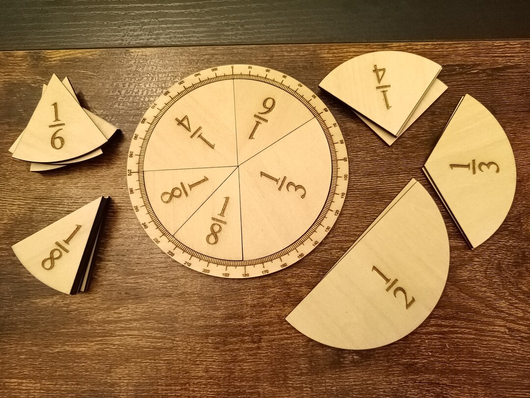 Montessori Wooden Fraction Circle Set - 24-piece Educational Math Toy ...