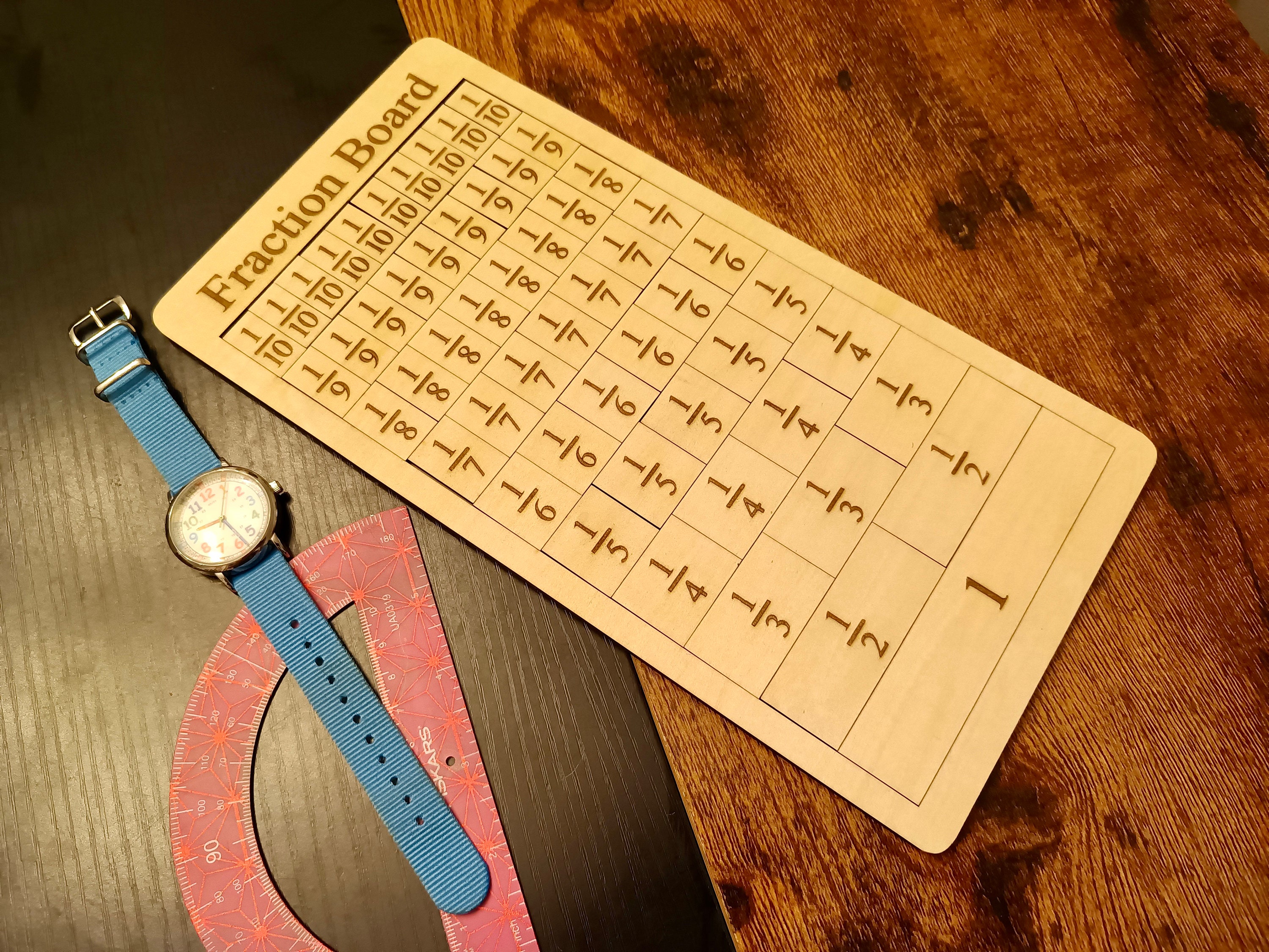 Montessori Fraction Board With 55 Tiles Educational Math Tool for ...