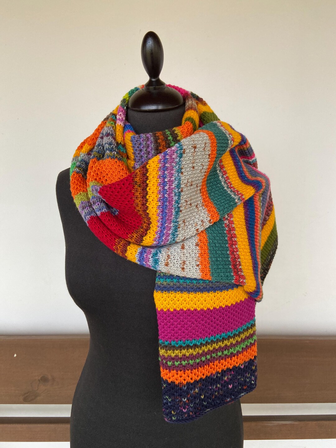 Knitted Multi Color Scarf Oversize Neck Warmer Women Shawl Unique Extra Large Winter Accessory ...