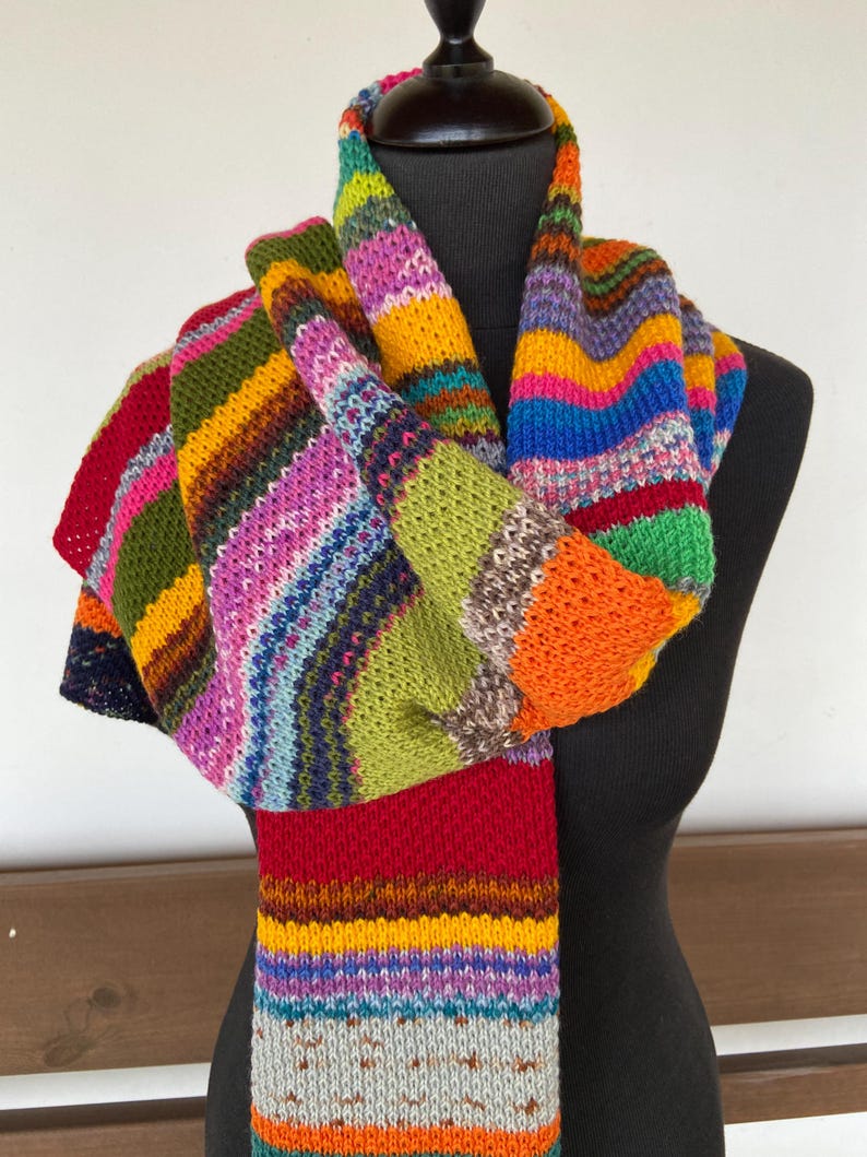 Knitted Multi Color Scarf Oversize Neck Warmer Women Shawl Unique Extra ...