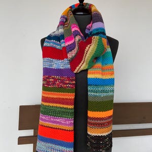 Knitted Multi Color Scarf Women Large Winter Accessory Fashion Colorful ...