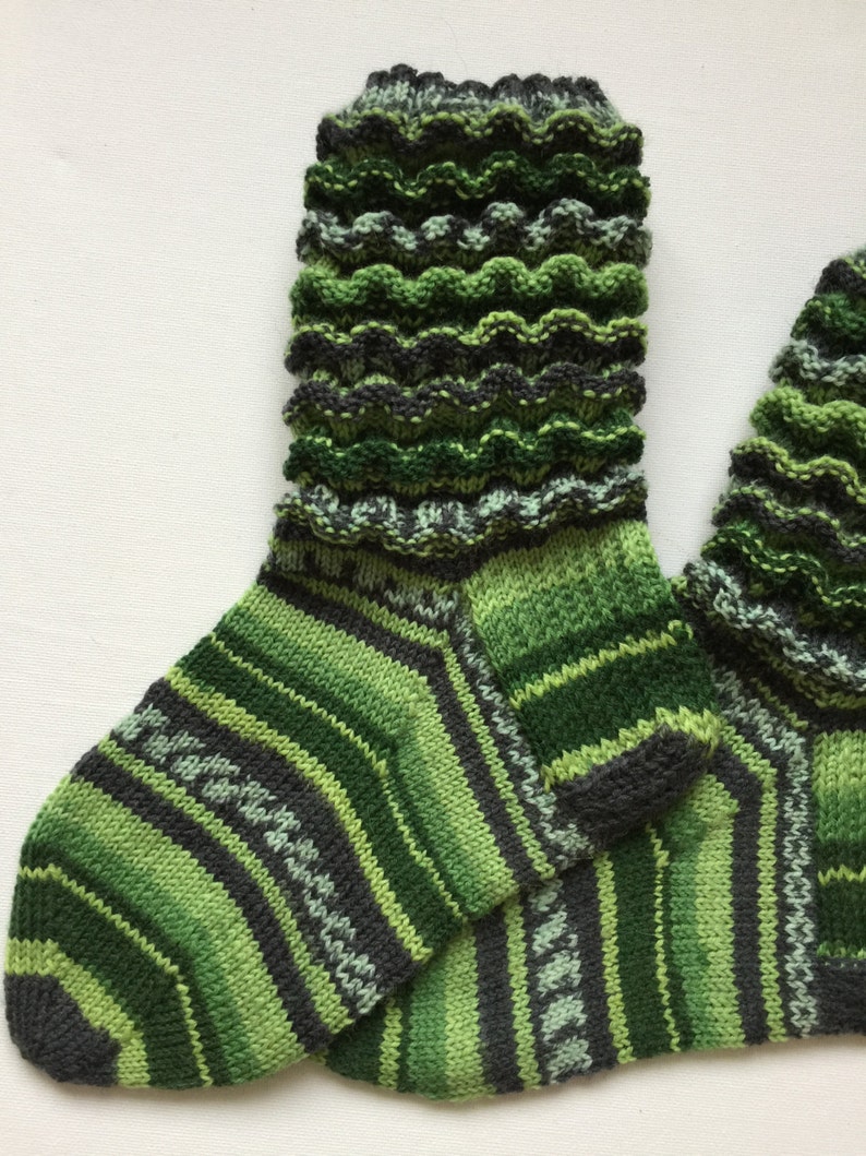 Women Socks Knit Socks Hand Knit Winter Gift Striped Green Mix - Etsy