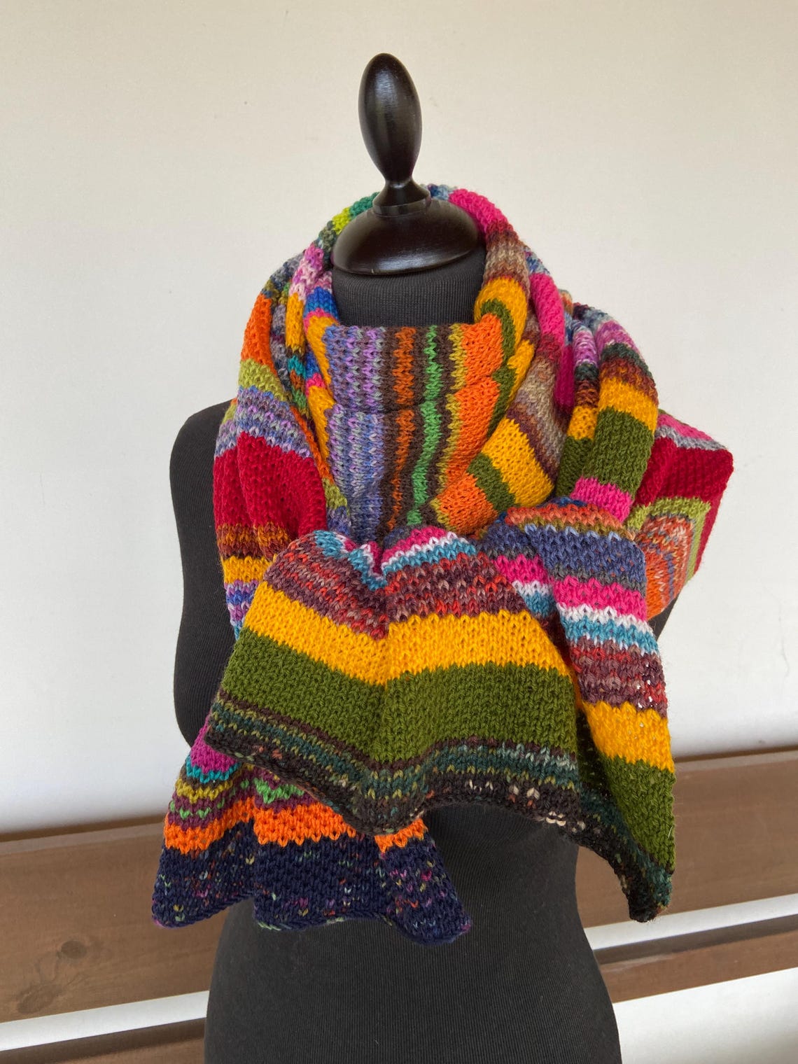 Knitted Multi Color Scarf Oversize Neck Warmer Women Shawl Unique Extra ...