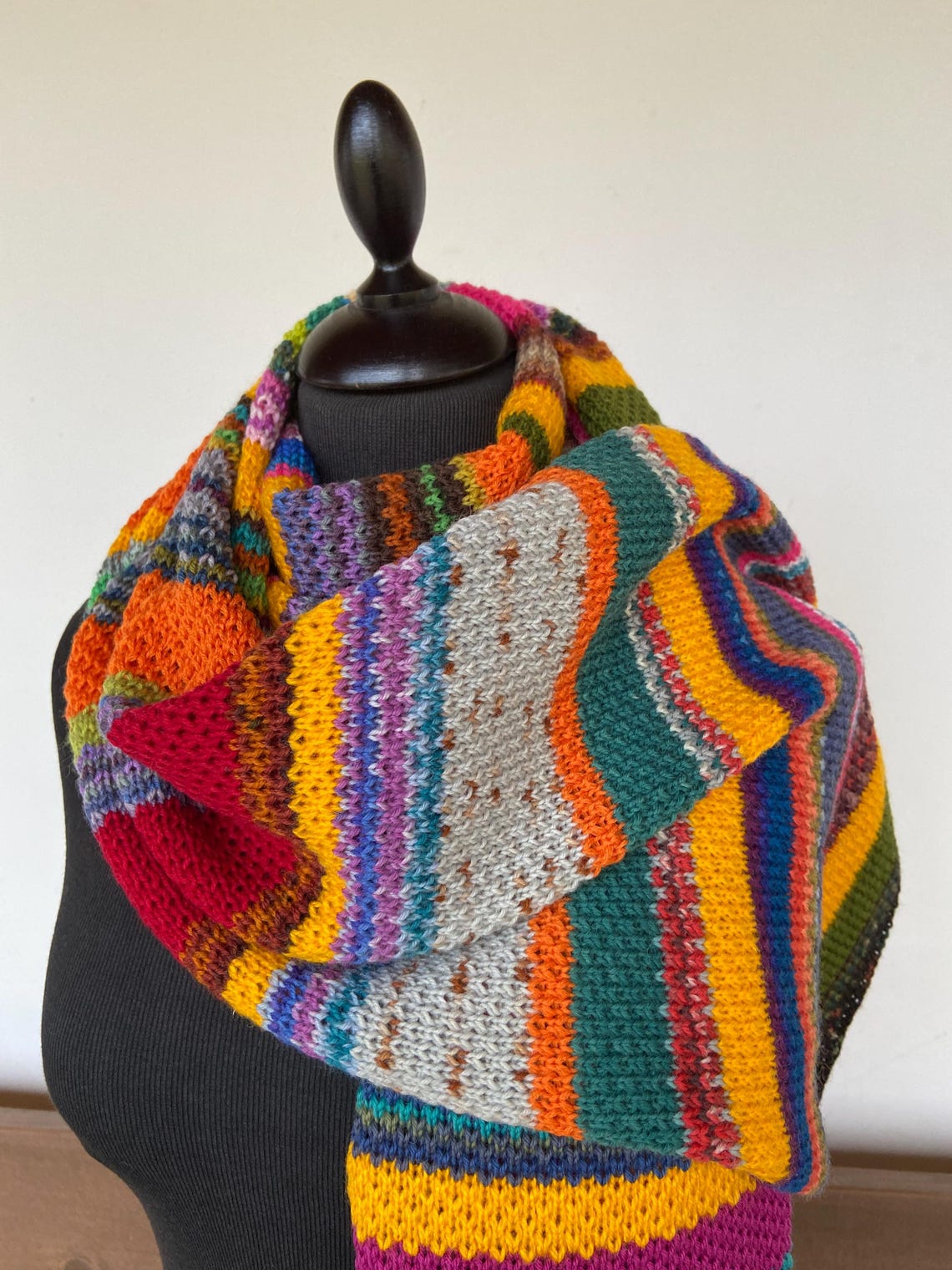 Knitted Multi Color Scarf Oversize Neck Warmer Women Shawl Unique Extra ...