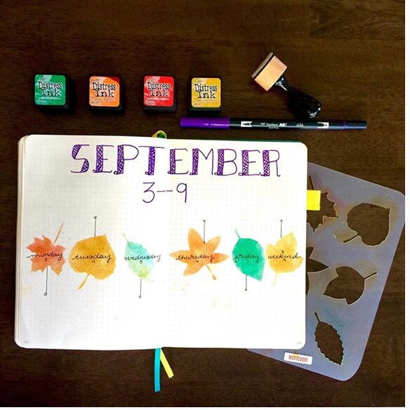 Little Leaves Bullet Journaling Stencil creates autumn foliage | Etsy