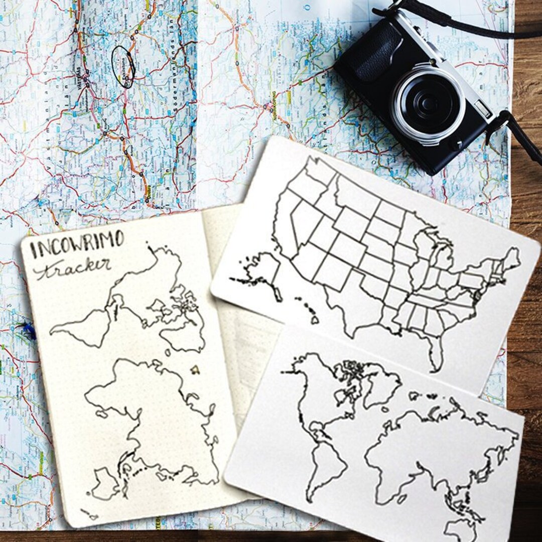 World and USA Map Bullet Journaling Tracing Card is Perfect - Etsy