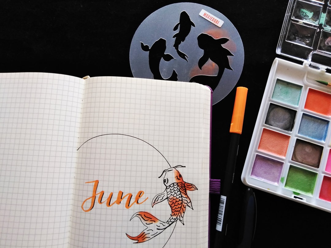 Koi Fish Bullet Journaling Stencil Creates Artistic Bujo - Etsy