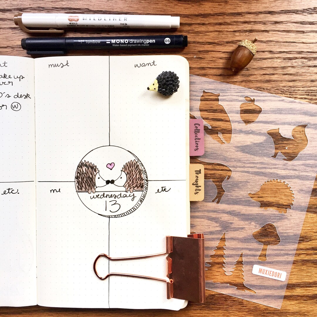 Woodland Animals Bullet Journaling Stencil Adds Owls, Hedgehogs and ...