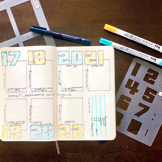 Numbers Bullet Journaling Stencil Includes Boxy Numbers That - Etsy Ireland