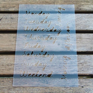 Cursive Days of the Week Bullet Journaling Stencil Quickly Adds ...