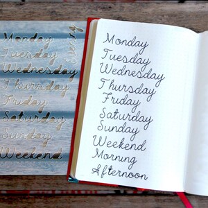 Cursive Days of the Week Bullet Journaling Stencil Quickly Adds ...