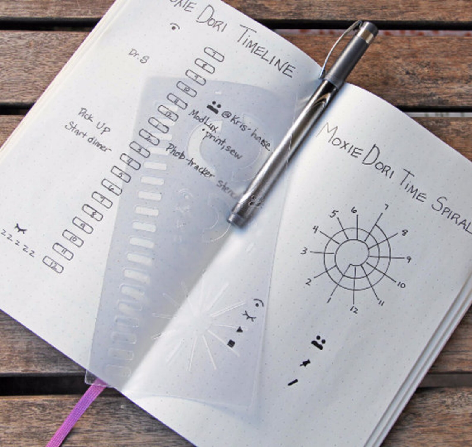 Time Spiral Bullet Journaling Stencil Creates Time Tracking and Time ...