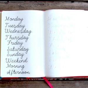 Cursive Days of the Week Bullet Journaling Stencil Quickly Adds ...