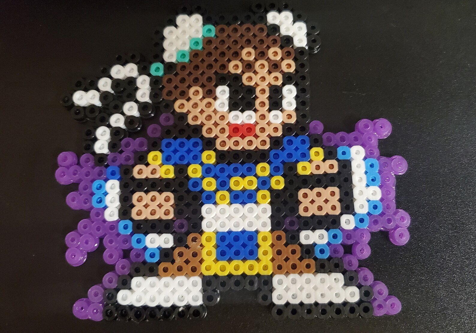 Chun Li Street Fighter Perler Bead 8bit 32 Bit Blue White Flames ...