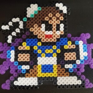 Chun Li Street Fighter Perler Bead 8bit 32 Bit Blue White Flames ...