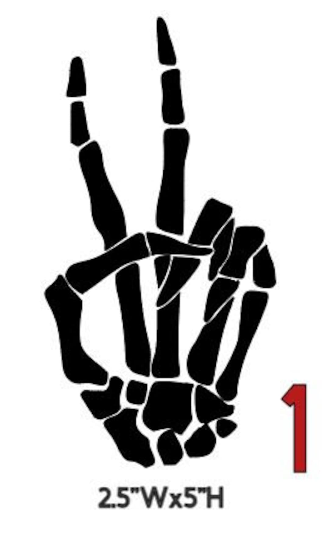 Skull Hand Decal, Skull Hand, Decals, Peace Sign Skeleton Hand, Rock on ...