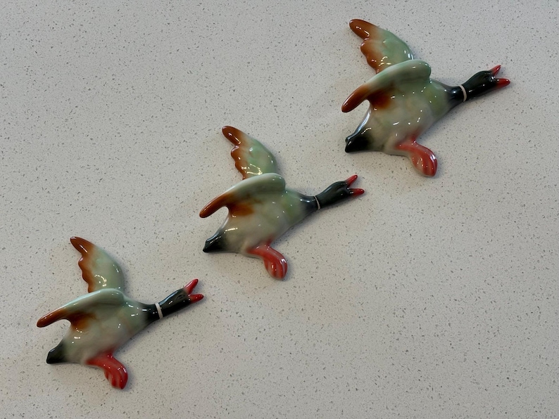 Ceramic Flying Wall Ducks . Beautiful Pastel Colours - Etsy Australia
