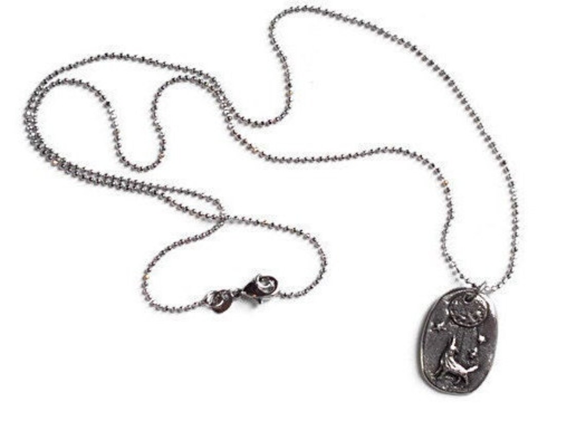 Howling Wolf Pendant Pewter Pendant Howling Moon Pendant Wolf Pendant ...