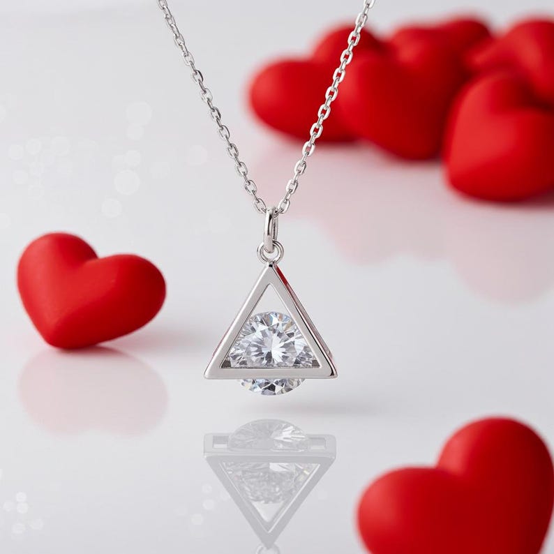 Cubic Zirconia Pyramid Necklace - Sterling Silver Dainty Pendant - Etsy